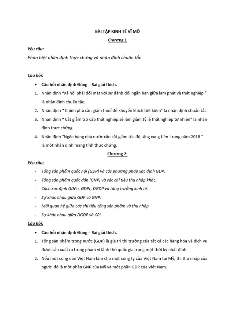 Macroeconomics Exercises (Chapter 1&2) | PDF