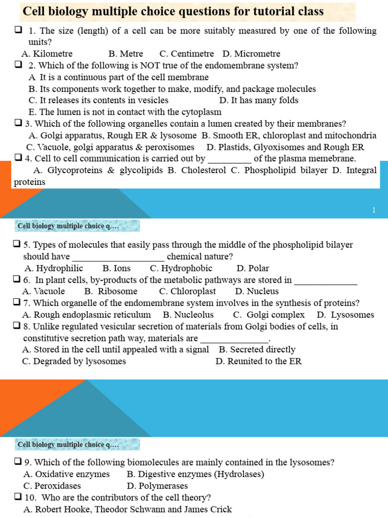 Cell Biology Tutorial-II | PDF | Endoplasmic Reticulum | Cell (Biology)