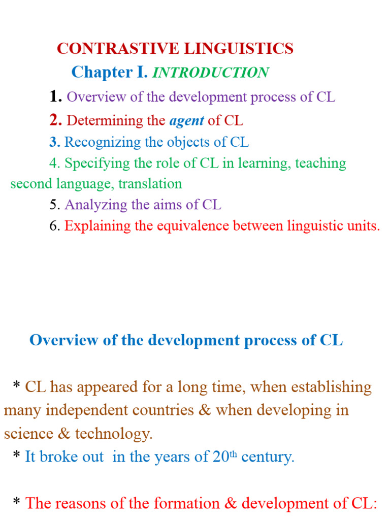Chapter I Contrastive Linguistcs | PDF | Linguistics | Second Language Acquisition