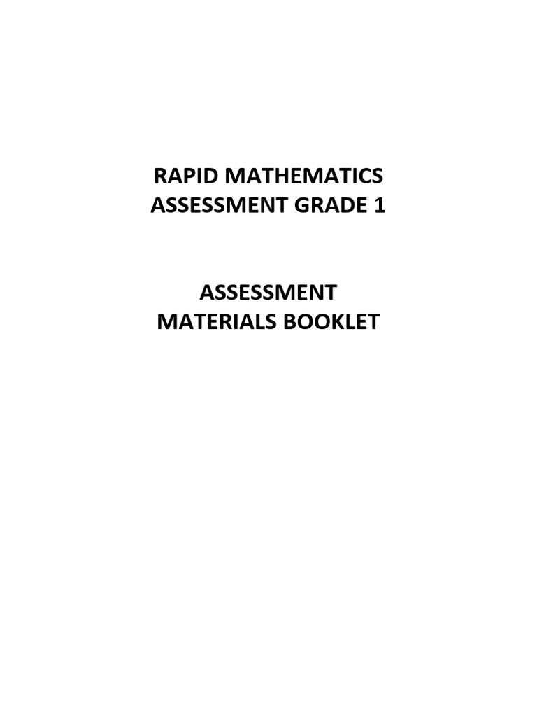 RMA - Grade 1 - Assessment Materials Booklet - 17 June 2023 | PDF ...