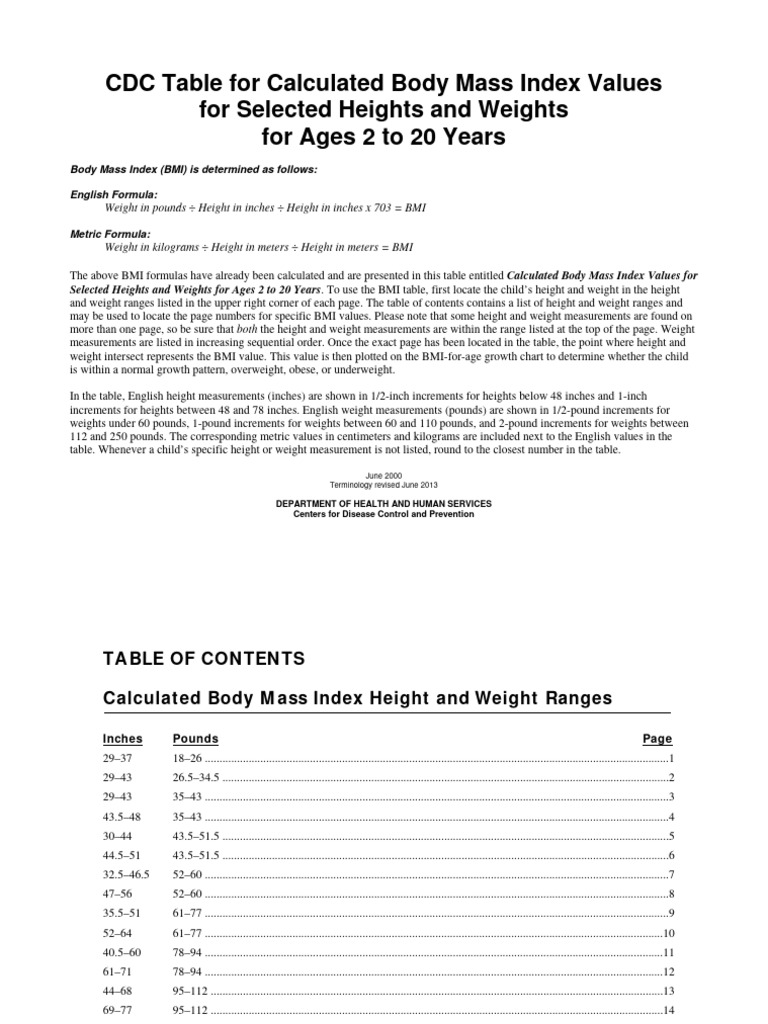 Bmi Tables Pdf Body Mass Index Pound Mass