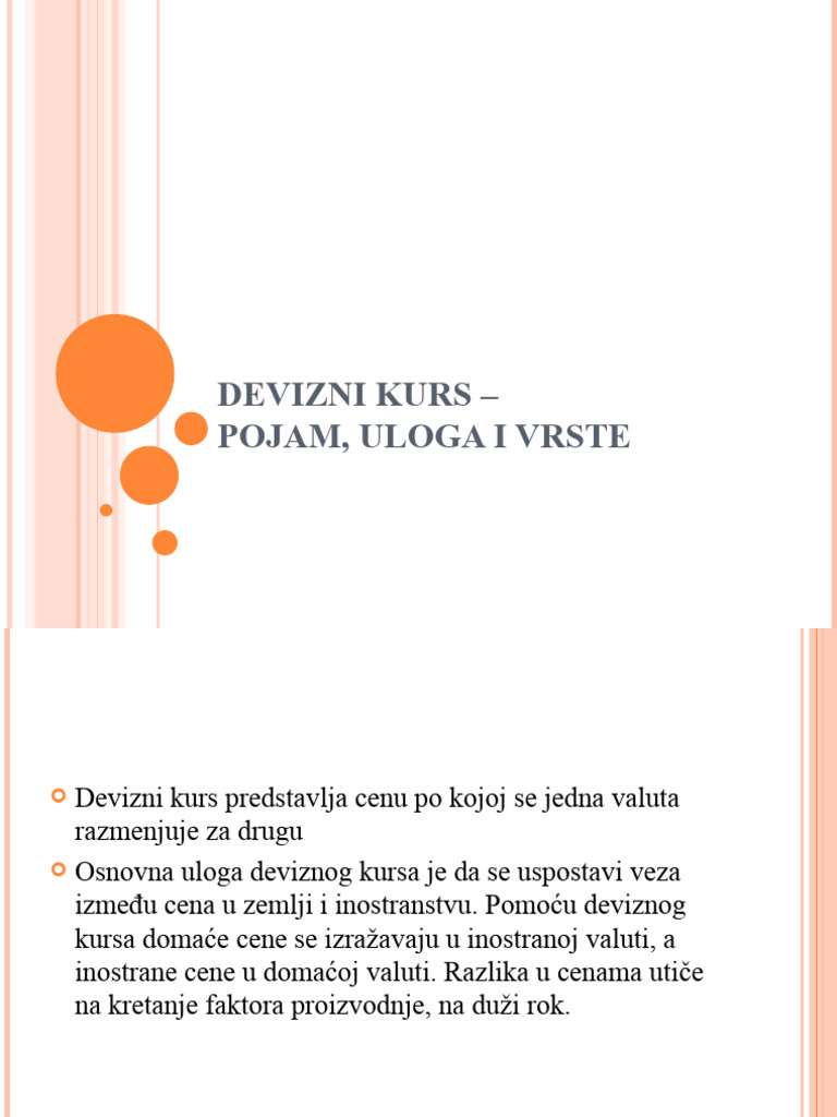 Devizni Kurs E28093 Pojam I Vrste | PDF