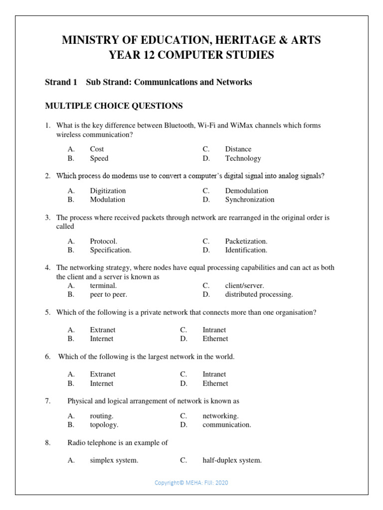 Year 12 - Computer Studies Worksheet 3 | Download Free PDF | Computer ...
