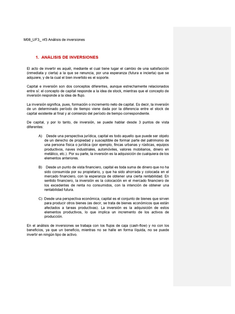 2020 Esp - M08 - nf3 Análisis de Inversiones | PDF | Tasa interna de retorno | Economias
