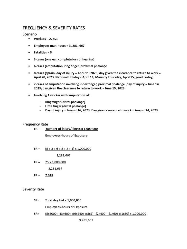 Frequency and Severity Rate Analysis | PDF | Finger | Audiology
