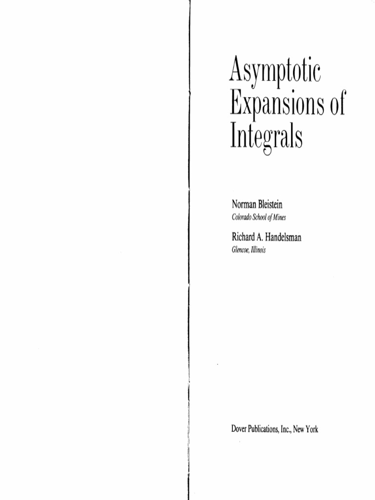 Asymptotic Expansions of Integrals_Norman Bleistein, Richard a Handelsman | PDF