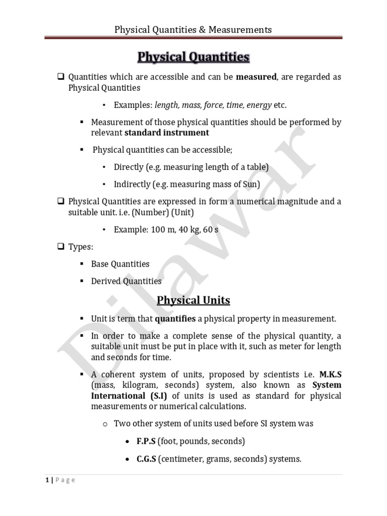 Physical Quantities and Measurements | PDF | Significant Figures ...