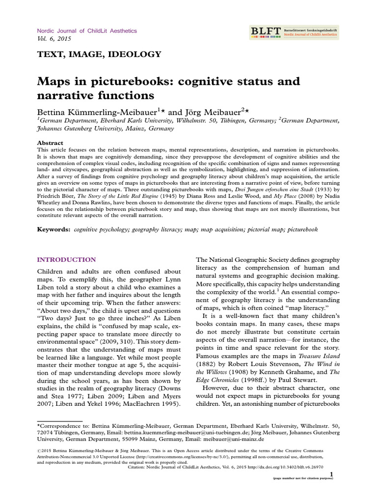 Kümmerling Meibauer Meibauer 2015 Maps in Picturebooks Cognitive Status ...
