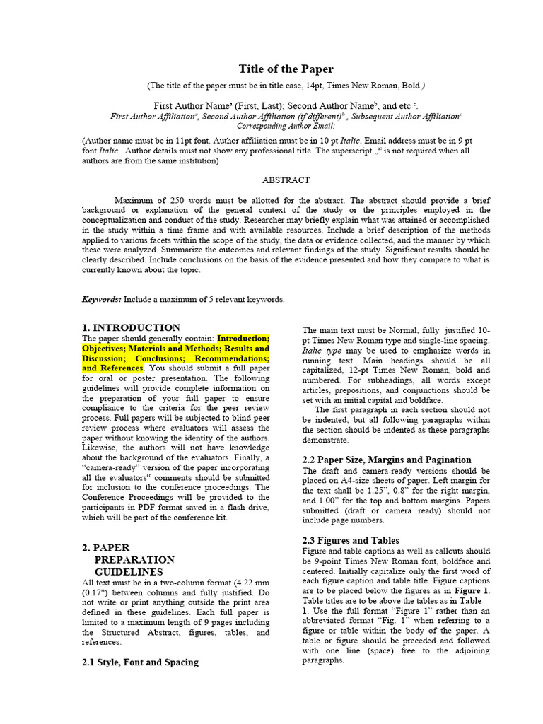 Guidelines For 10 Page Research Paper Format 1 | Download Free PDF ...