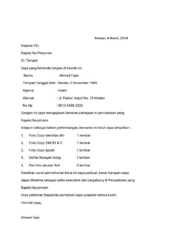 Lamaran Fajar | PDF