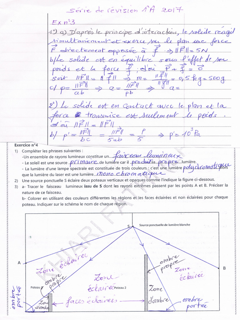 Corr Série Phys 1a 2017 Pdf