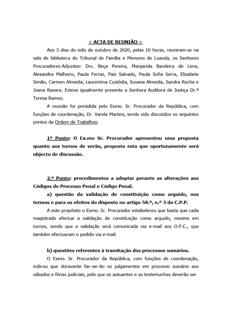 Modelo de Acta de Reunião | PDF | Crimes | Crime e Violência