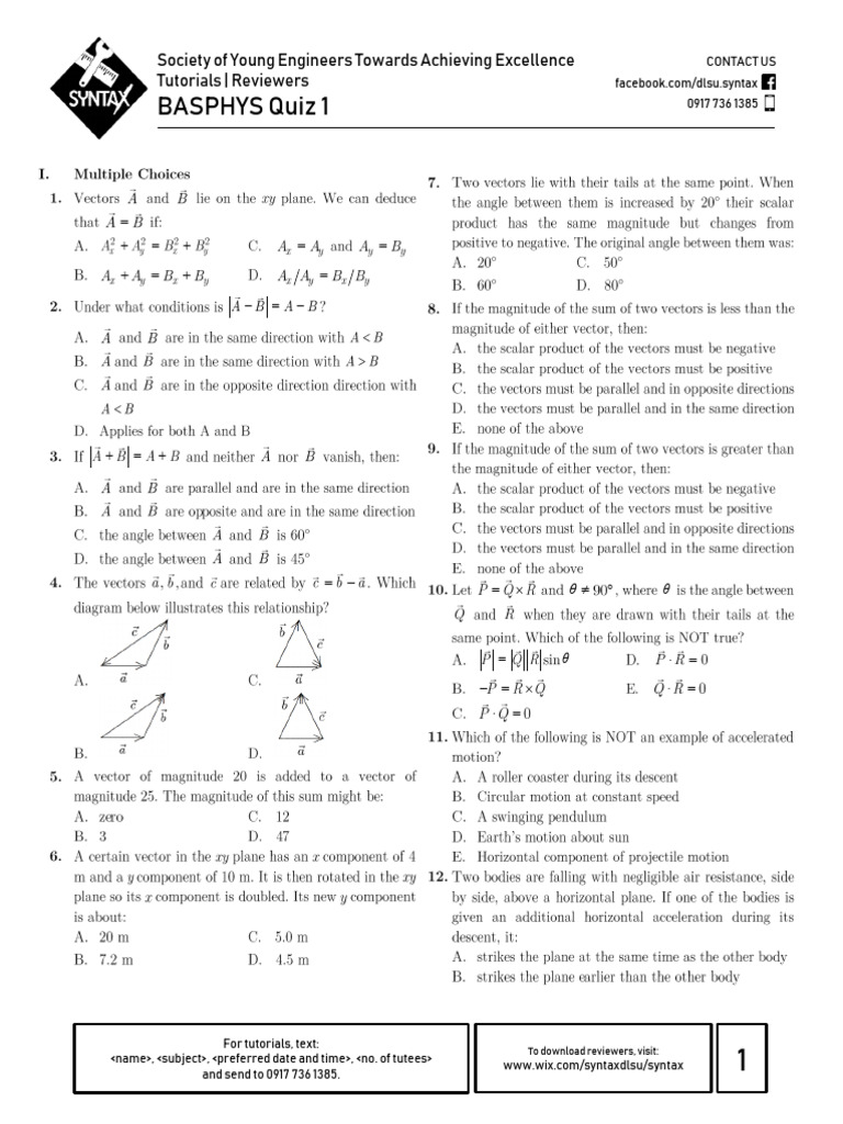 Phy 1 | PDF | Physics