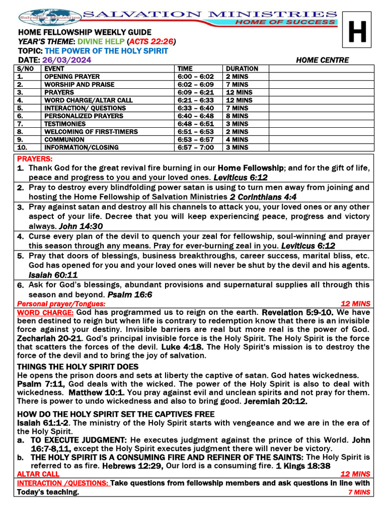 26th March 2024 Home Fellowship Manual-1 | Download Free PDF ...