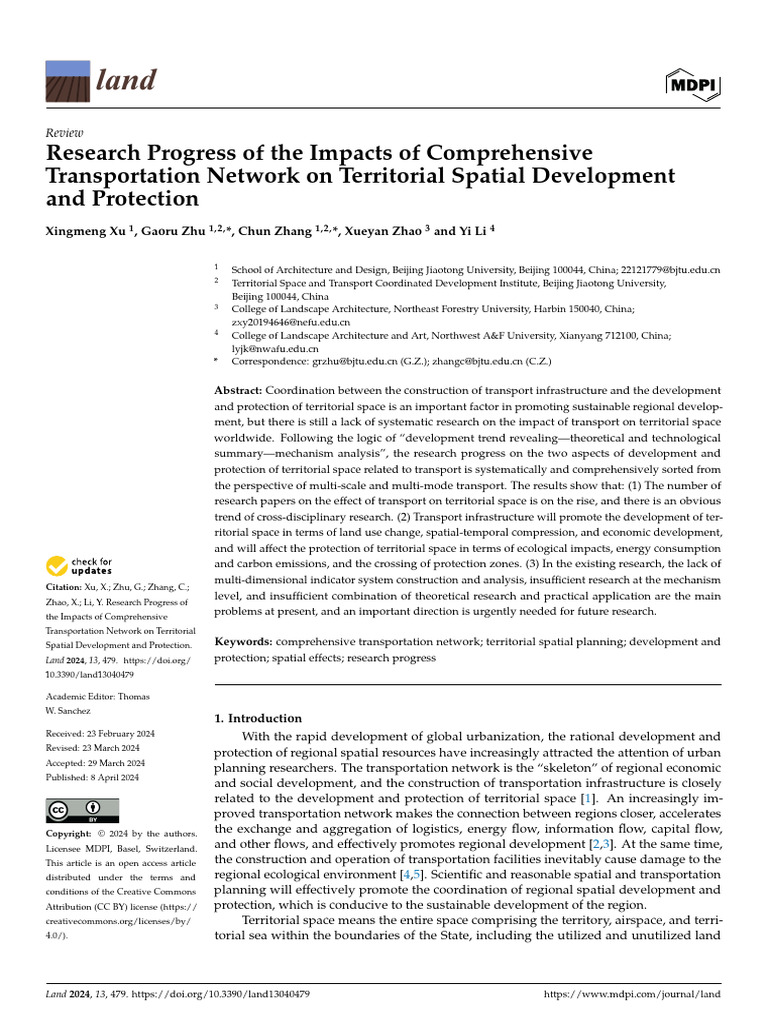 Research Progress of The Impacts of Comprehensive 1 | PDF | Transport ...