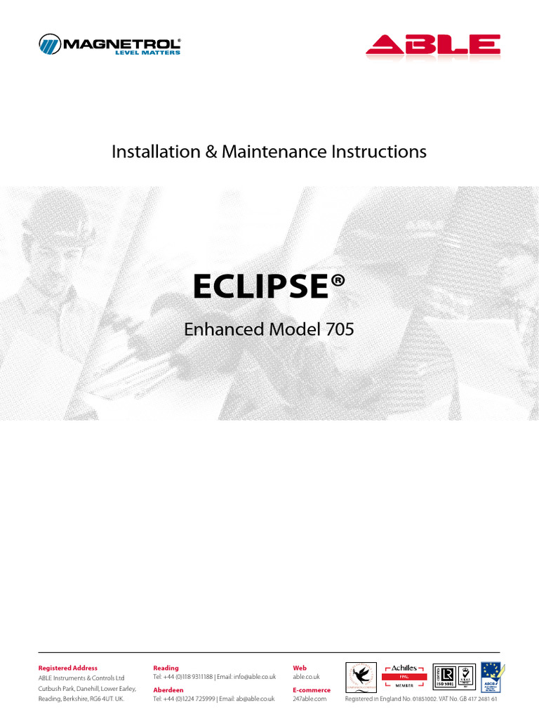 Eclipse®: Installation & Maintenance Instructions | PDF | Electrostatic Discharge | Electrical ...