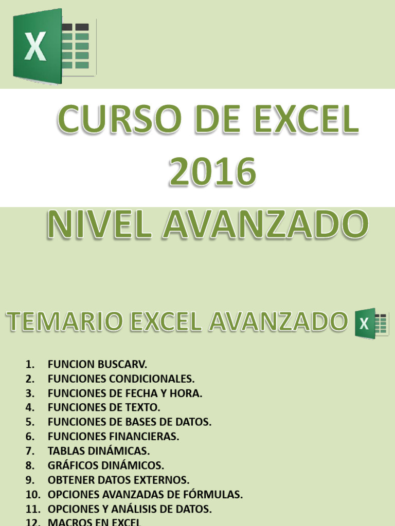 Curso Avanzado de Excel 2016 | PDF