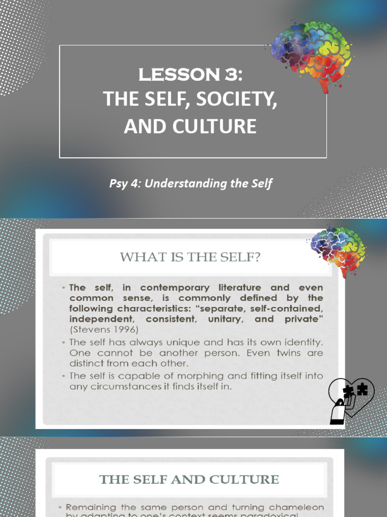 LESSON 3 The Self Society and Culture | PDF | Self Concept | Society