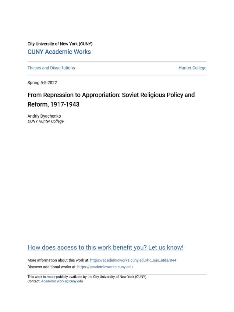 From Repression To Appropriation - Soviet Religious Policy and | PDF ...