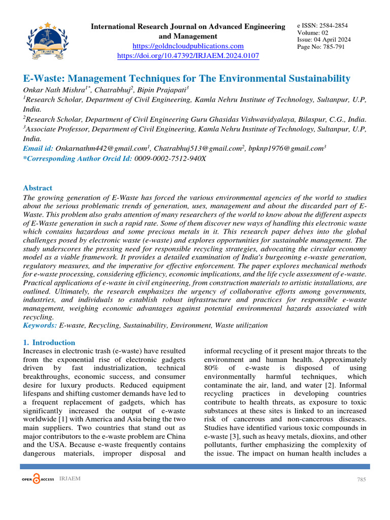 E-Waste Management Techniques For The Environmenta5 | PDF | Electronic ...