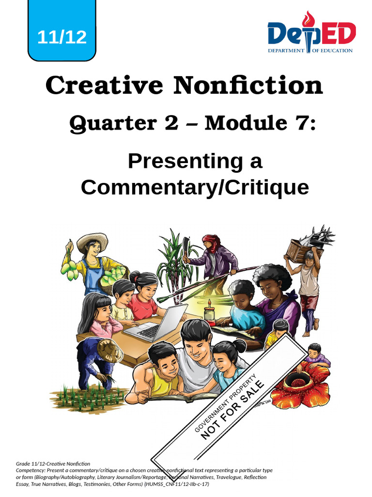CNF - MELC7.docx Q4 M1 Presenting Commentary Critique | PDF | Creative Nonfiction | Narrative