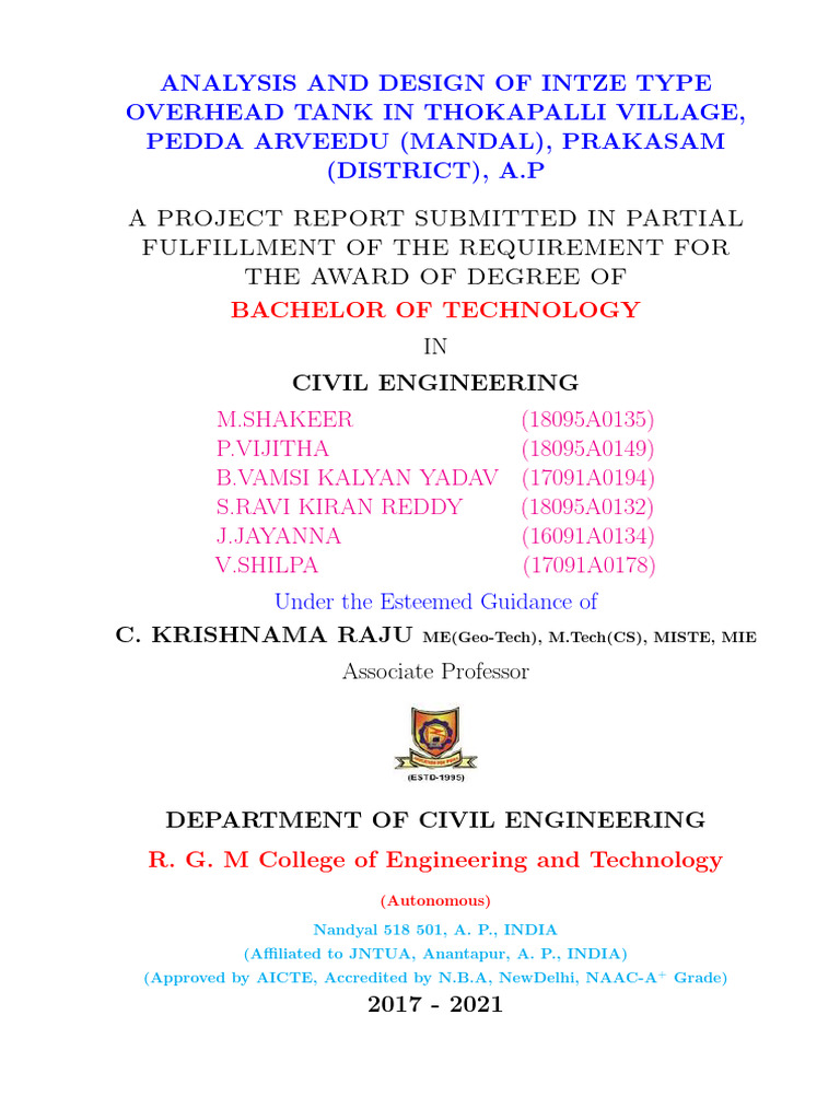 2020-21-Ce Analysis and Design of Intze Type Overhead Tank in ...