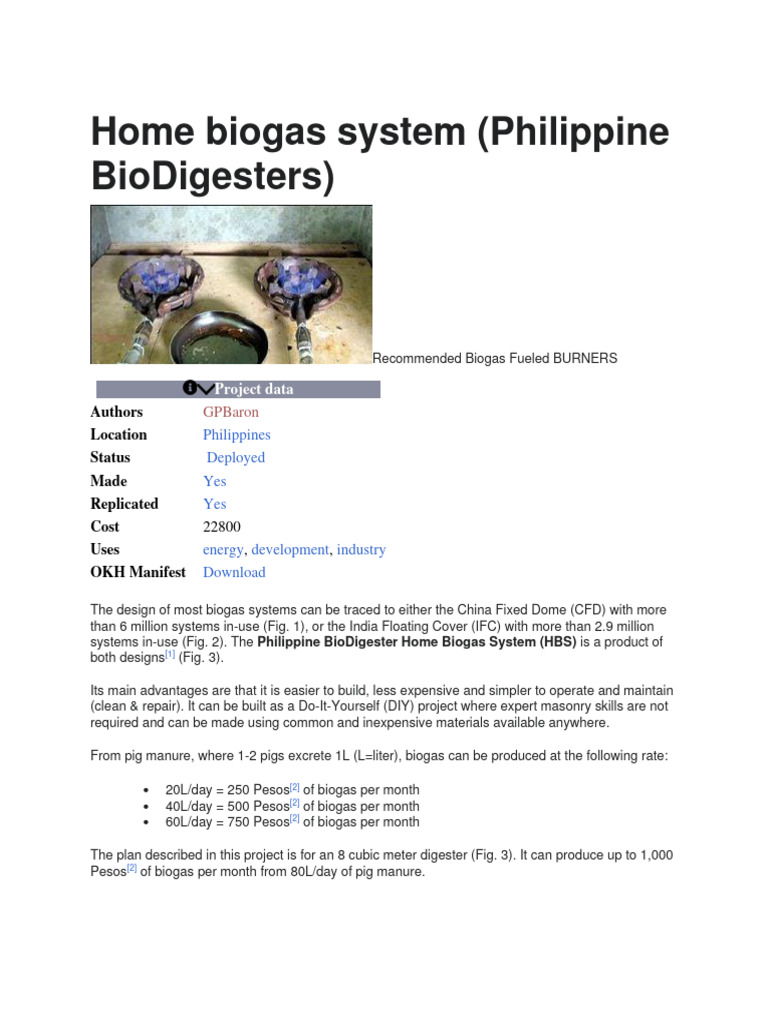 Home Biogas System | PDF | Biogas | Anaerobic Digestion