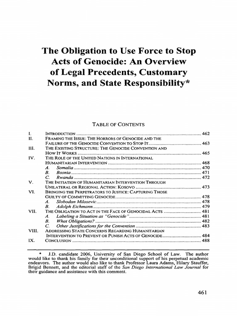 The Obligation to Use Force to Stop Acts of Genocide_ An Overview | PDF ...