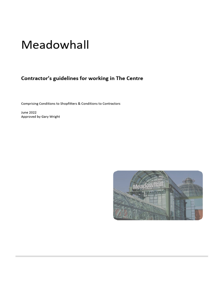 Meadowhall Contractor Guidelines 2022 | PDF | Drywall | Fire Sprinkler ...