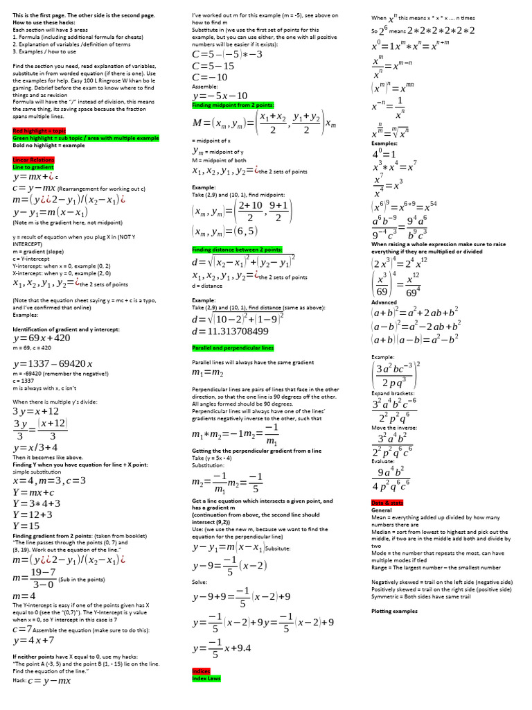 Math Hacks for Linear Relations & Stats | PDF | Area | Significant Figures