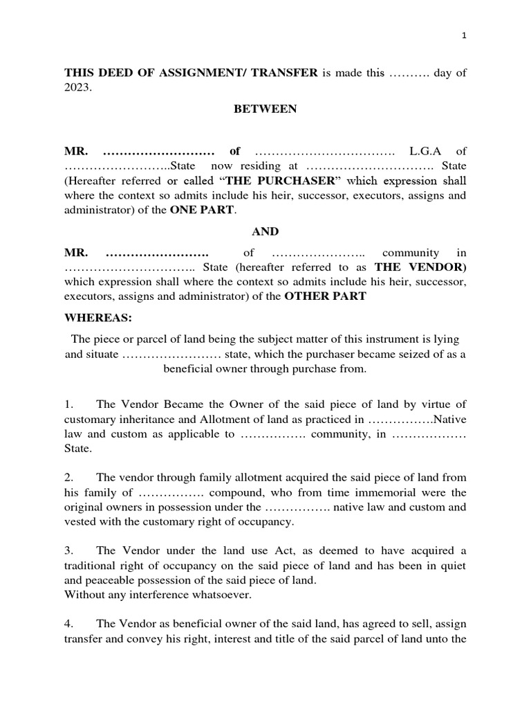 Deed of Conveyance | PDF | Deed | Covenant (Law)