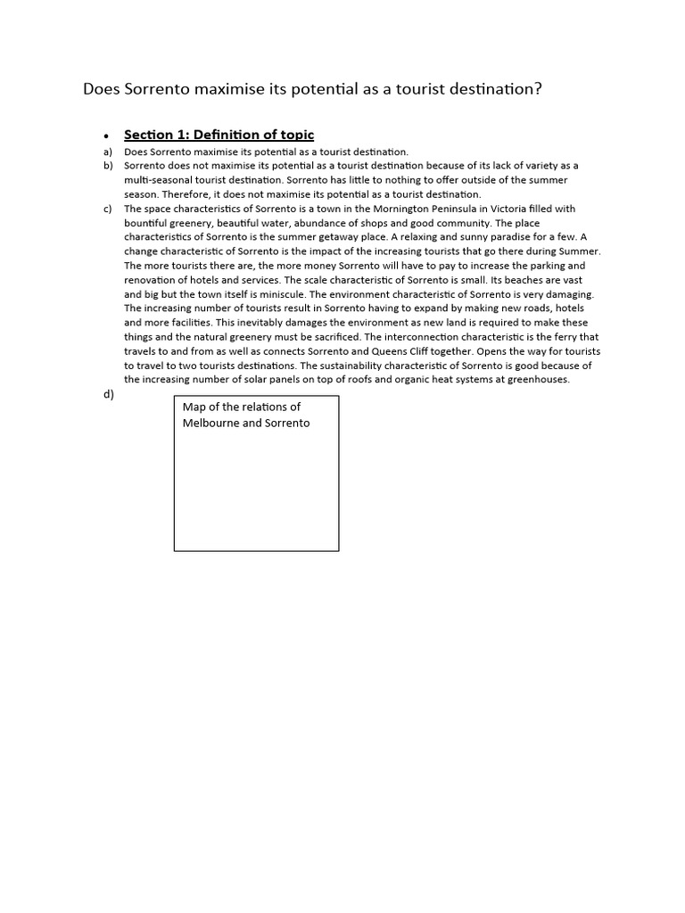 Sorrento's Tourism Potential Analysis | PDF | Business | Home & Garden