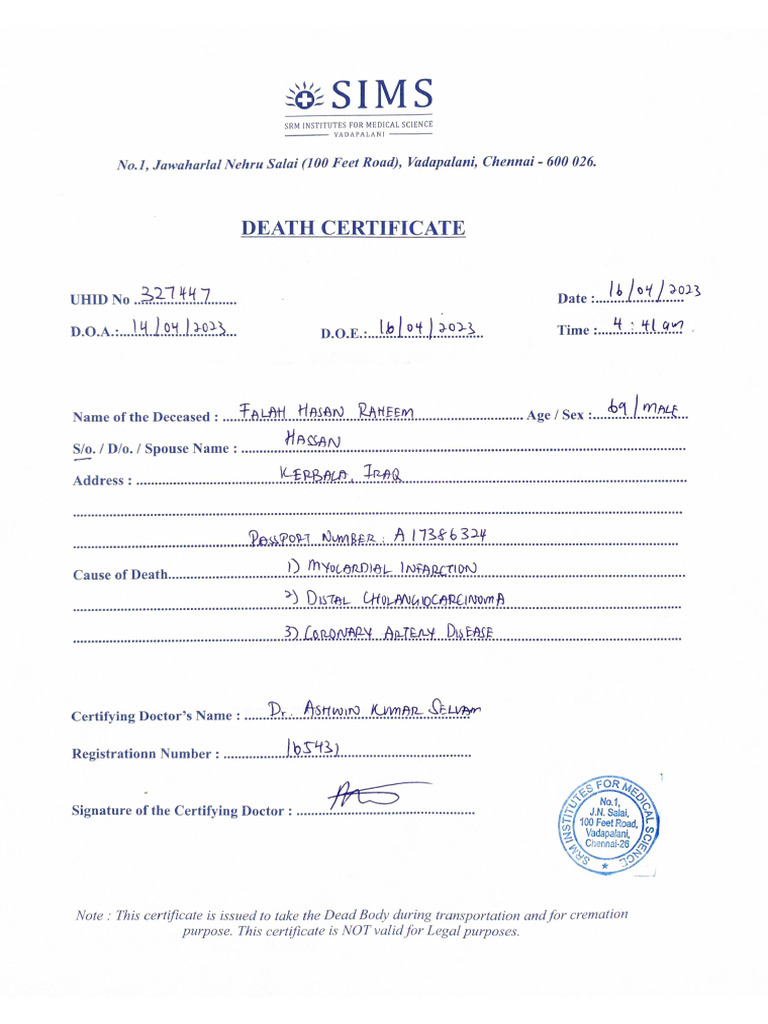 Death Certificate Model | PDF