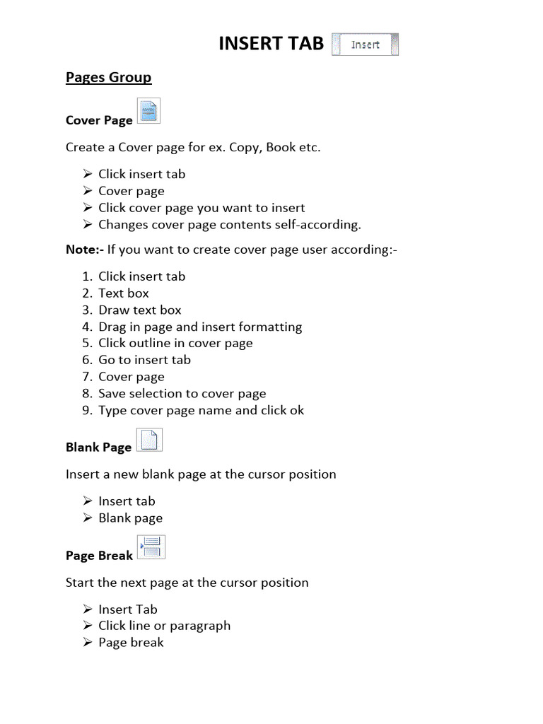 Six Day in Computer Class (Ms-Word Insert Tab Part - 1) | PDF | Microsoft Word | Page Layout