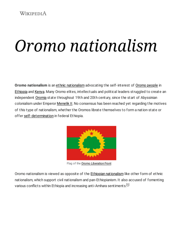 Oromo Nationalism - Wikipedia | PDF | Ethiopia | Horn Of Africa