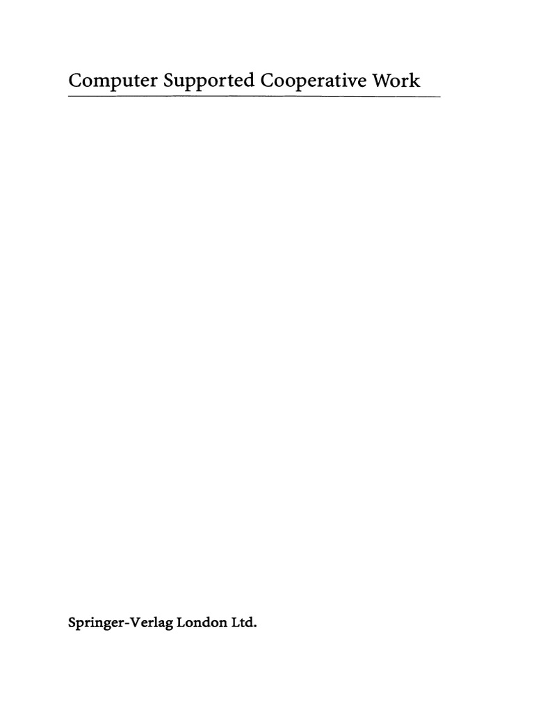 Computer Supported Cooperative Work: Springer-Verlag London Ud | PDF ...