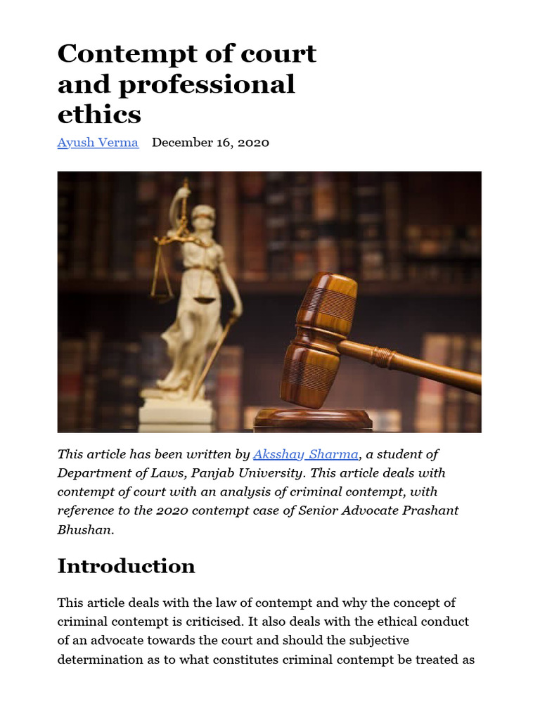 Ethics and Criminal Contempt of Court | PDF | Contempt Of Court | Advocate