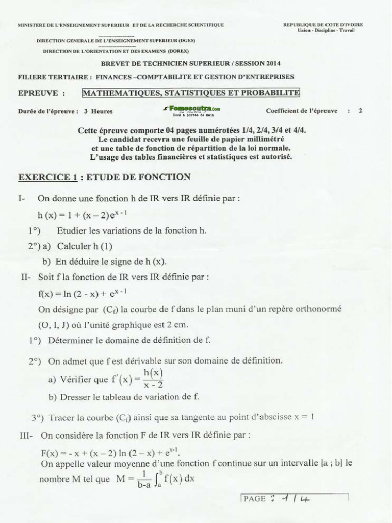 Sujet de Maths Statistiques Et Probabilite Bts Bla (1) | PDF