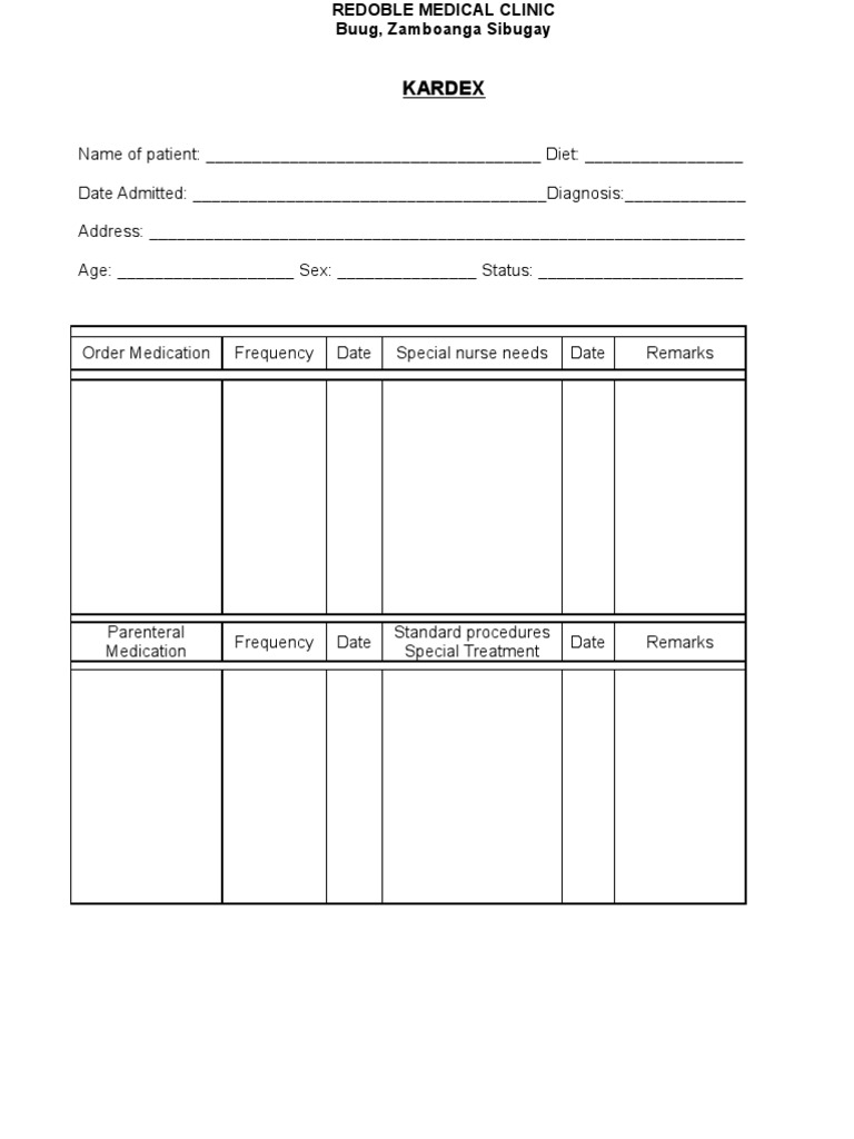 Kardex | PDF | Medical Specialties | Clinical Medicine