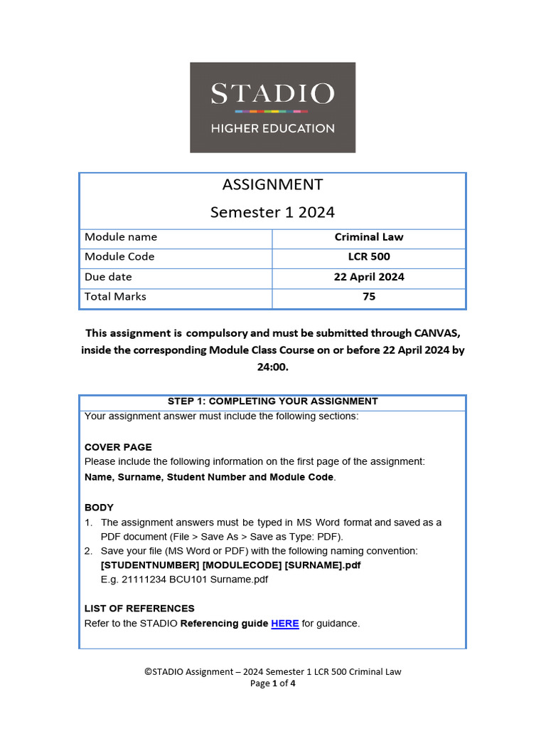 LCR500 2024 01 Asmt | PDF | Microsoft Word | Crimes