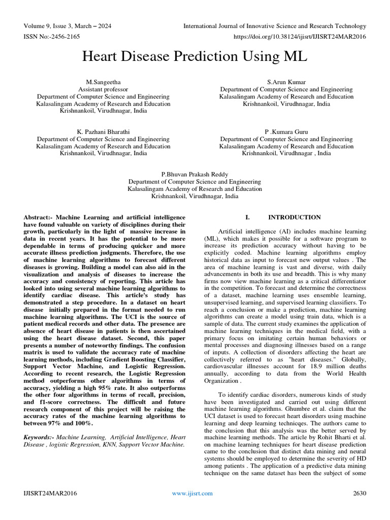 Heart Disease Prediction Using ML | PDF | Machine Learning | Support Vector Machine
