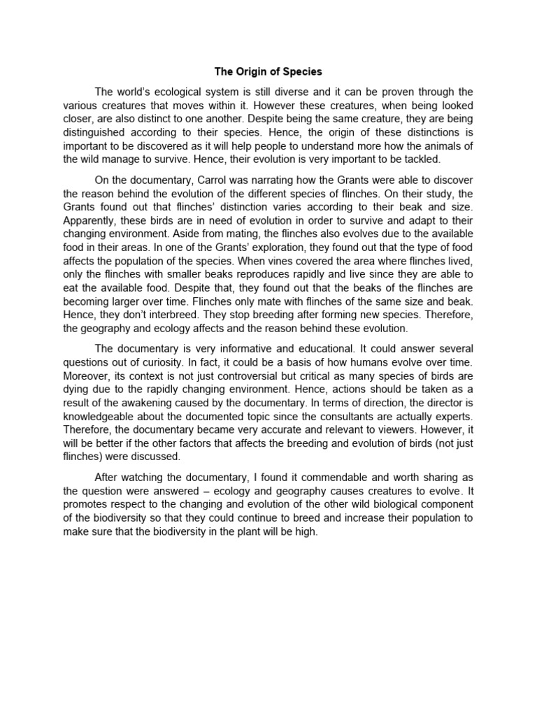 The Origin of Species | PDF | Evolution | Species
