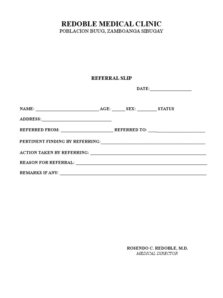 Medical Referral Slip Template | PDF | Finance & Money Management