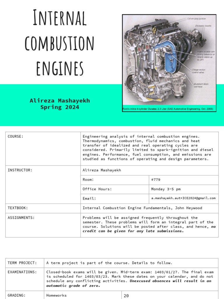 01a_Introduction_Spring_2024 | PDF | Internal Combustion Engine | Engines