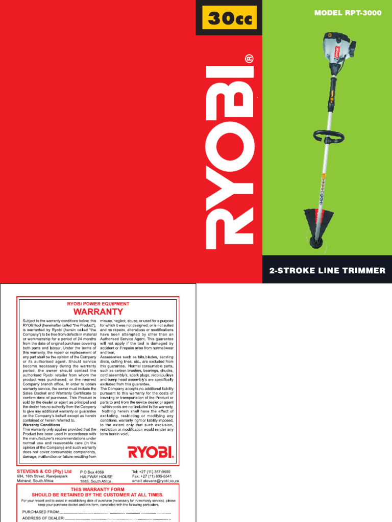 Ryobi Weedeater RPT-3000-manual | PDF