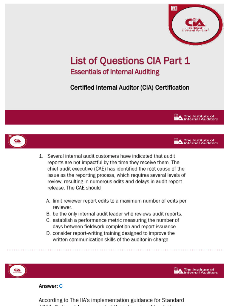 CIA Part 1 - Mockup Test | PDF | Internal Audit | Audit CIA Part 1 - Mockup Test | PDF | Internal Audit | Audit