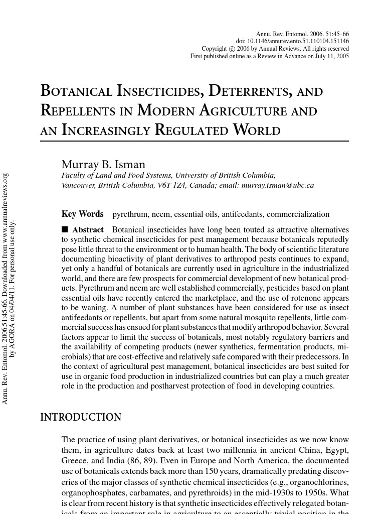 Botanical Insecticides | PDF | Insecticide | Pesticide