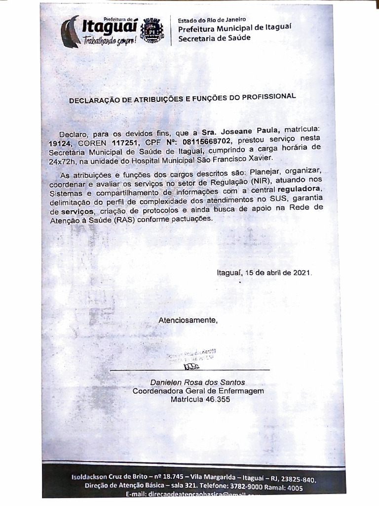 Declaração port tempo de serviço | PDF Declaração port tempo de serviço | PDF
