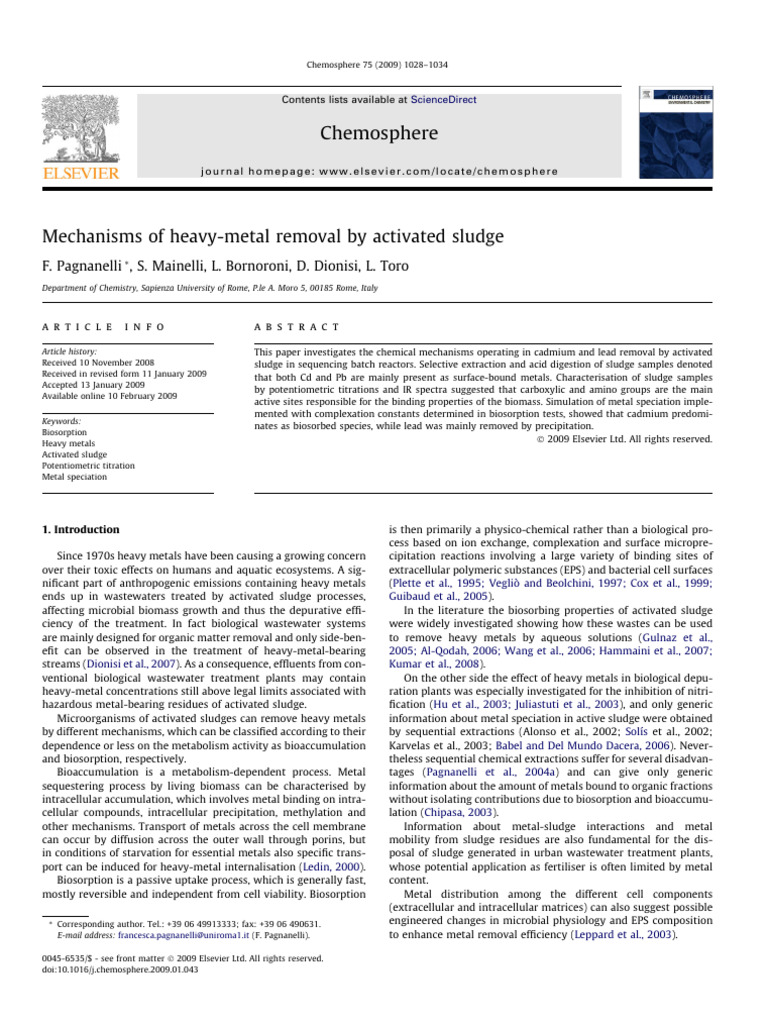Heavy Metal Removal by Activated Sludge | PDF | Acid | Ph