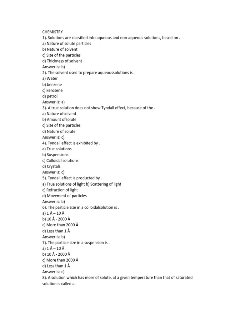 PESSAT Chemistry Old Paper | PDF | Isotope | Suspension (Chemistry)